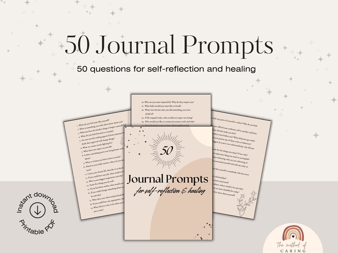 50 Journal Prompts for Self-reflection and Healing, Printable Journal ...