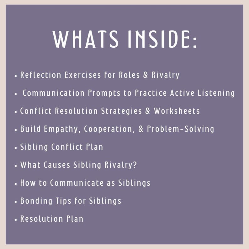 Sibling Conflict Workbook | Digital Guide for Communication, Self ...