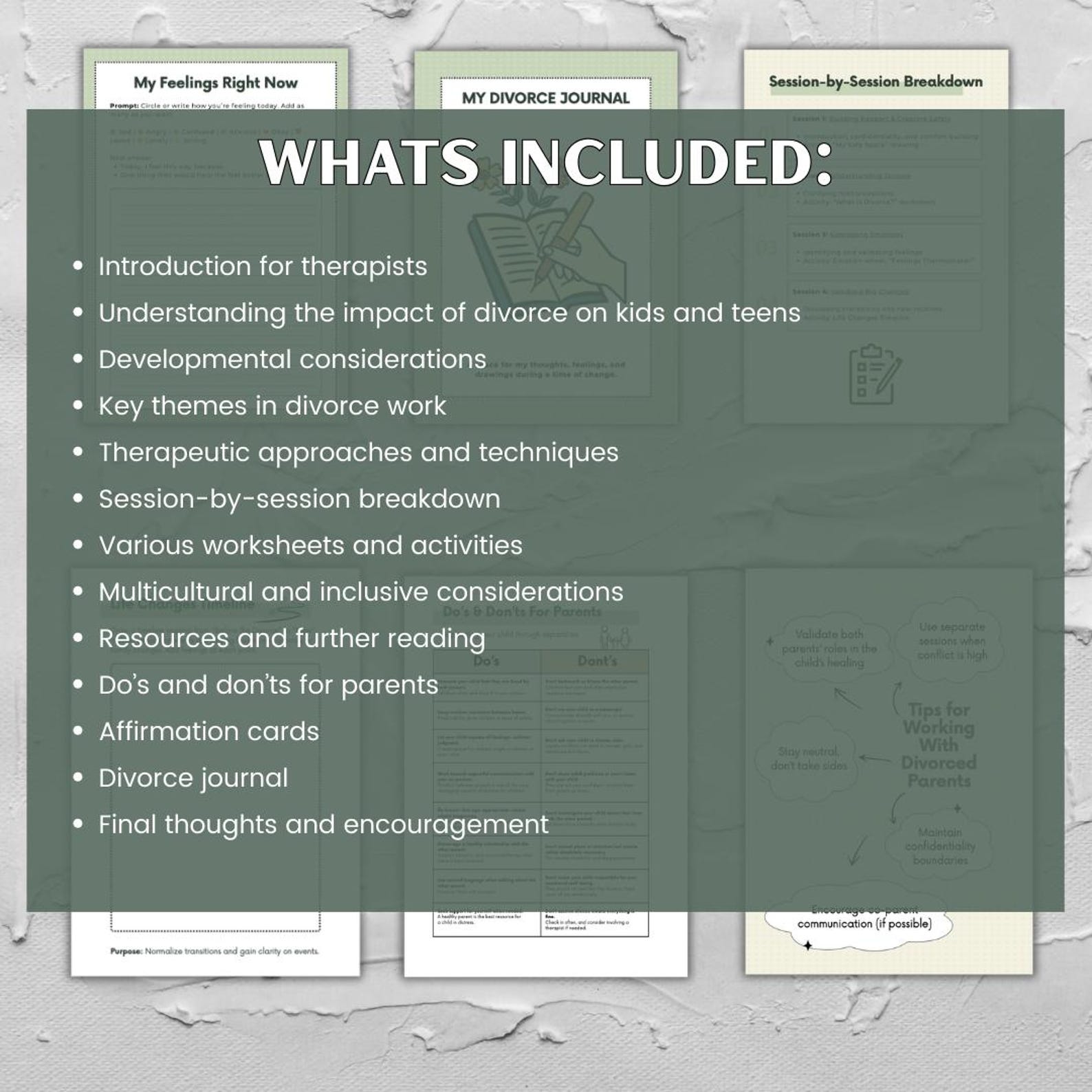 Divorce Therapy Guide for Kids & Teens | Printable Journal, Worksheets ...