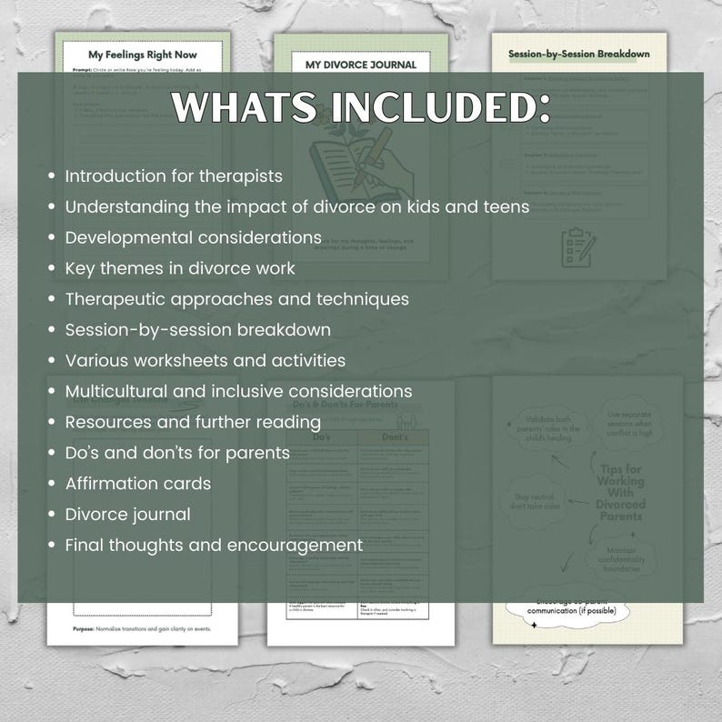 Divorce Therapy Guide for Kids & Teens | Printable Journal, Worksheets ...