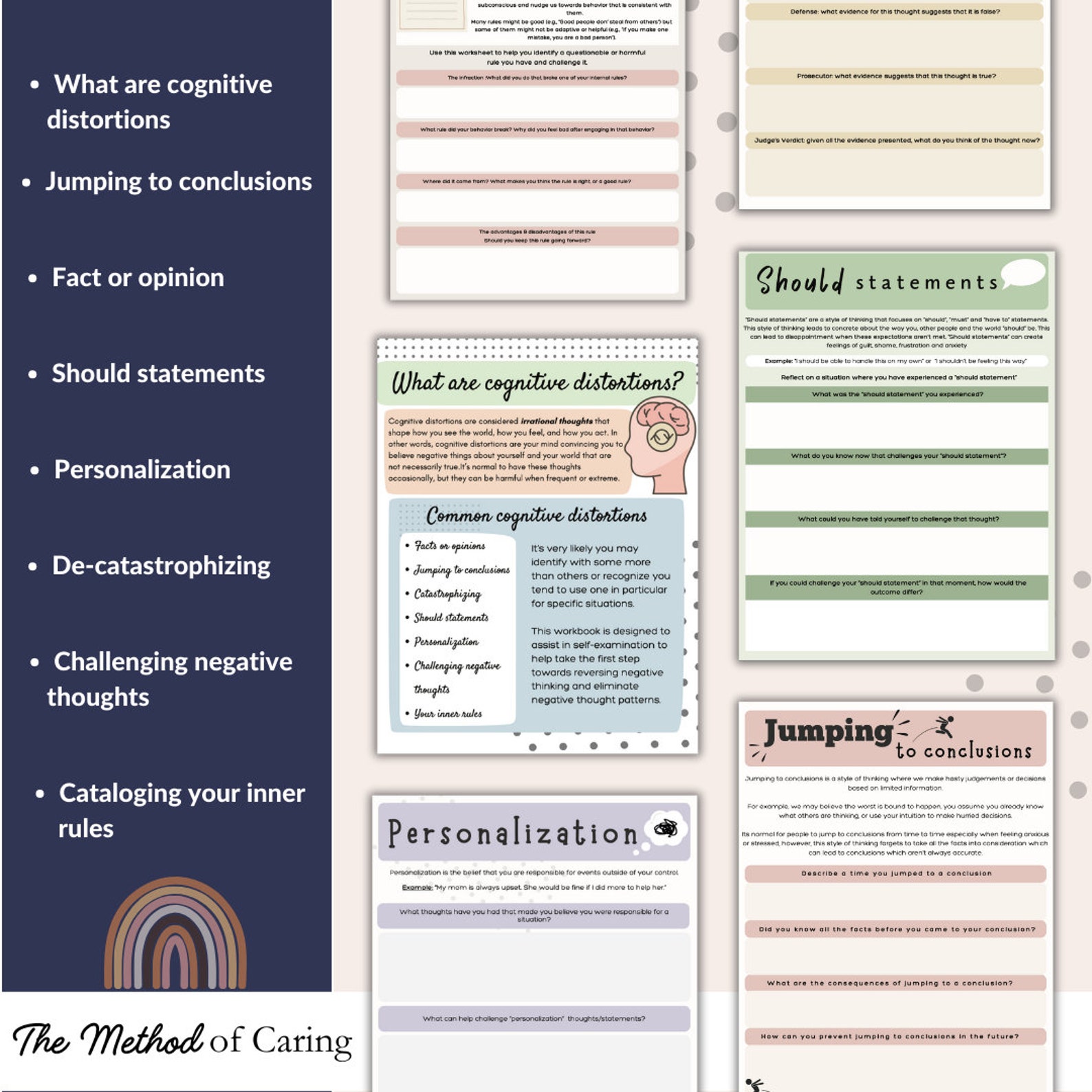 Cognitive Distortion Worksheets, Thinking Errors, Unhelpful Thinking ...
