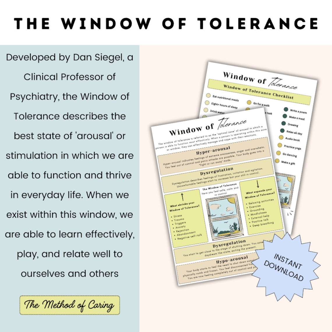 Window of Tolerance, Adult Worksheets, Trauma Therapy, Arousal States ...