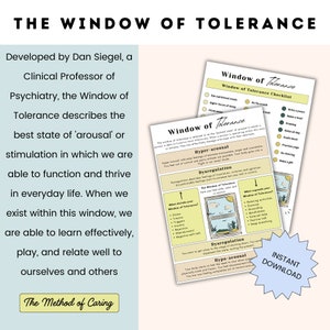 Window of Tolerance, Adult Worksheets, Trauma Therapy, Arousal States ...