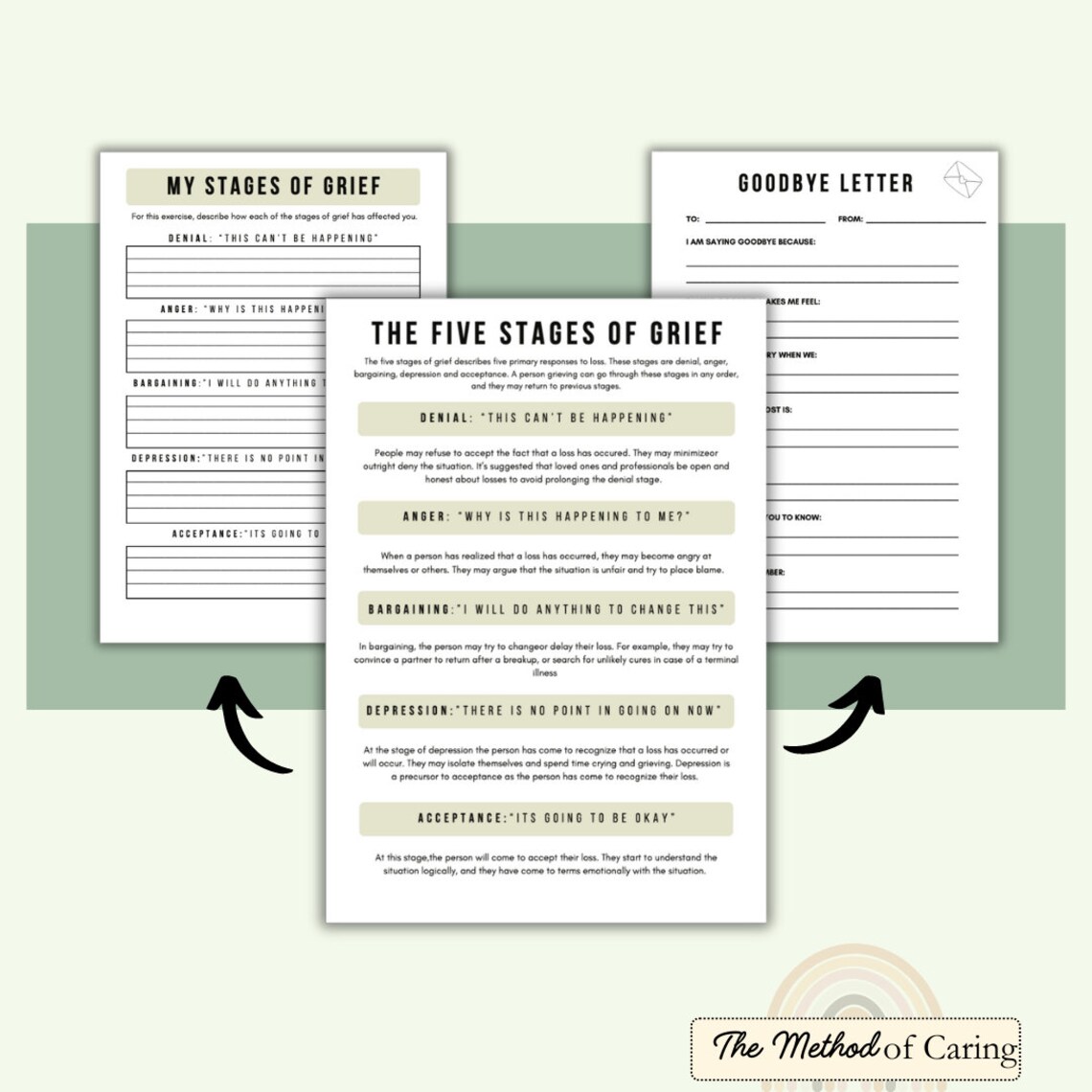 Grief Workbook for Teens & Adults, Stages of Grief Worksheets, Primary ...