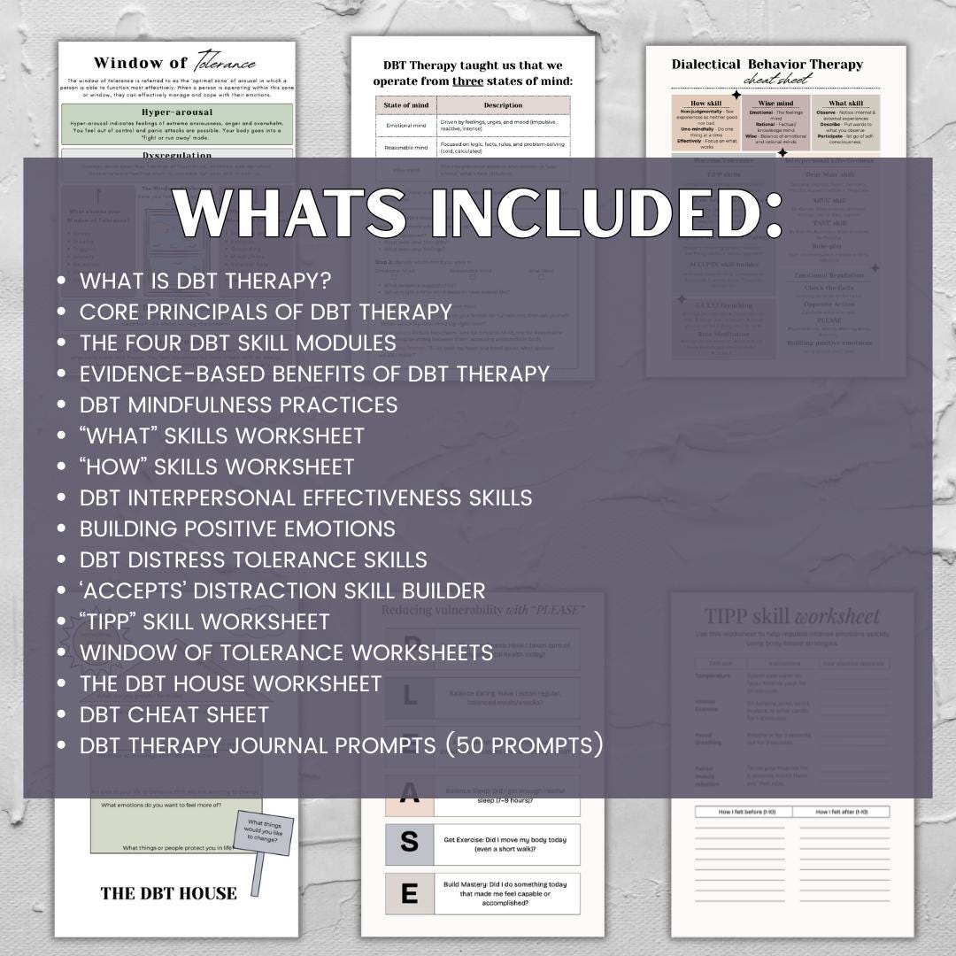 DBT Therapy Bundle | Printable DBT Worksheets, Skills Handouts ...