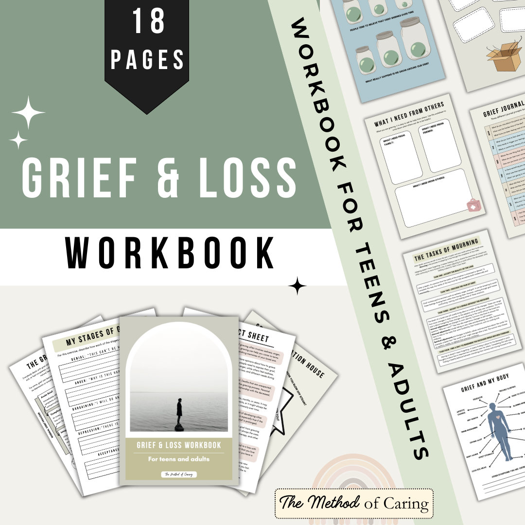 Grief Workbook for Teens & Adults, Stages of Grief Worksheets, Primary ...