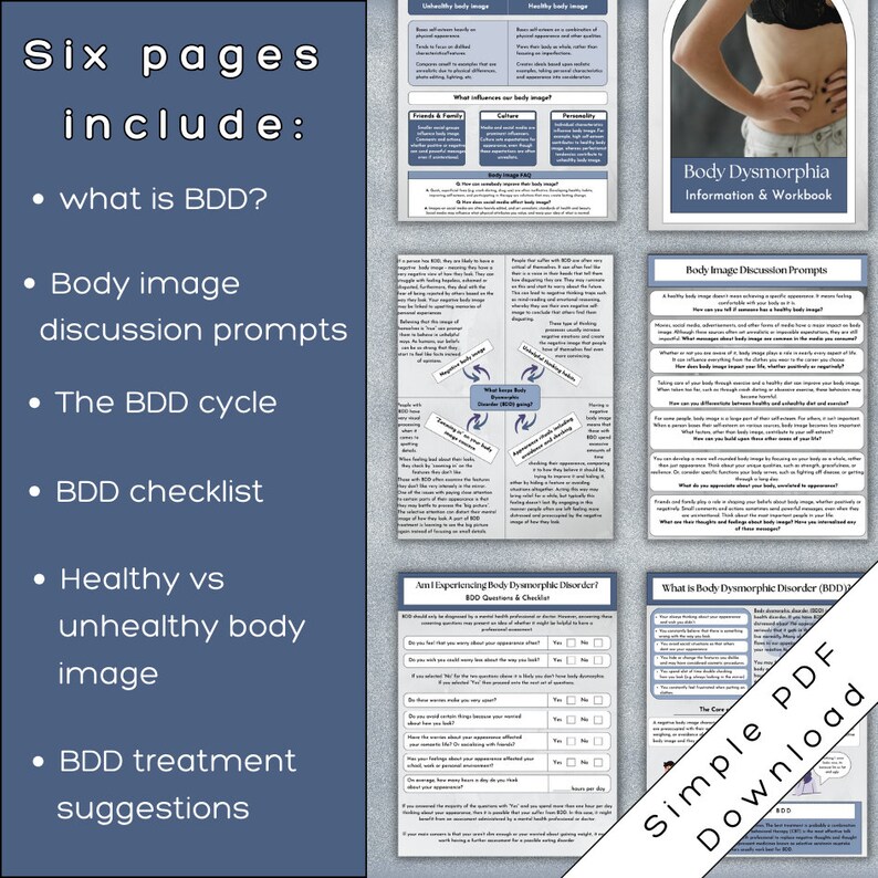 Body Dysmorphic Disorder BDD Guide and Workbook Eating Disorder Therapy ...