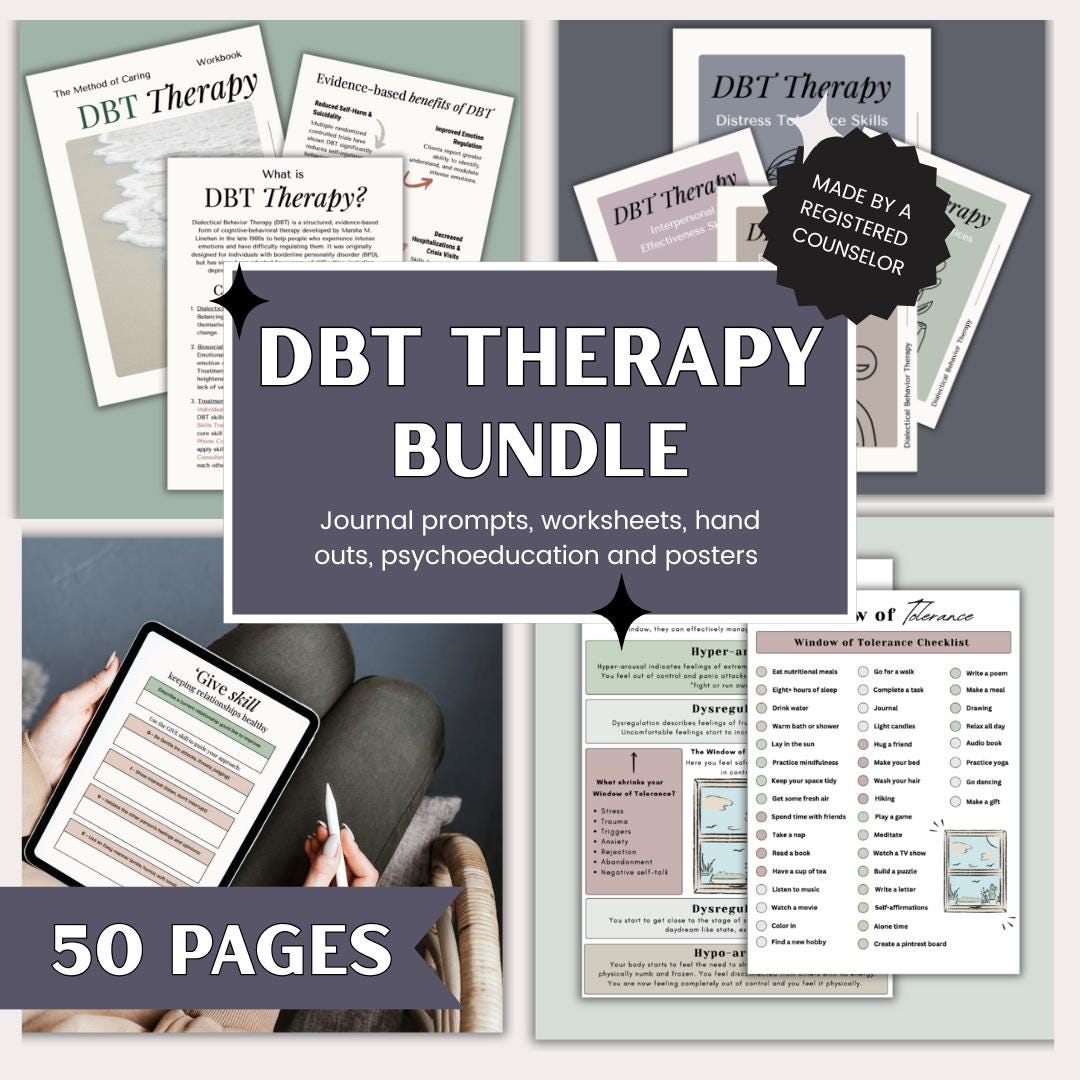DBT Therapy Bundle | Printable DBT Worksheets, Skills Handouts ...