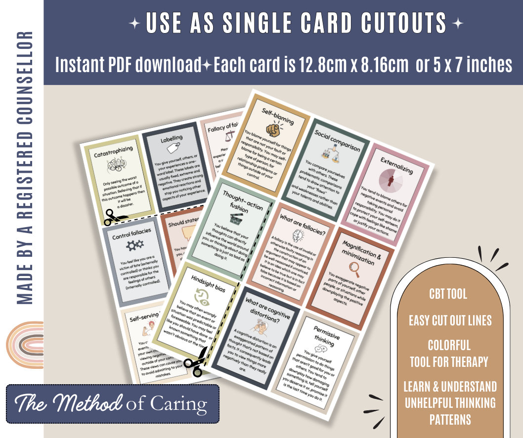 Cognitive Distortion Flashcards, CBT, Therapy Tool, Coping Skills Cards ...
