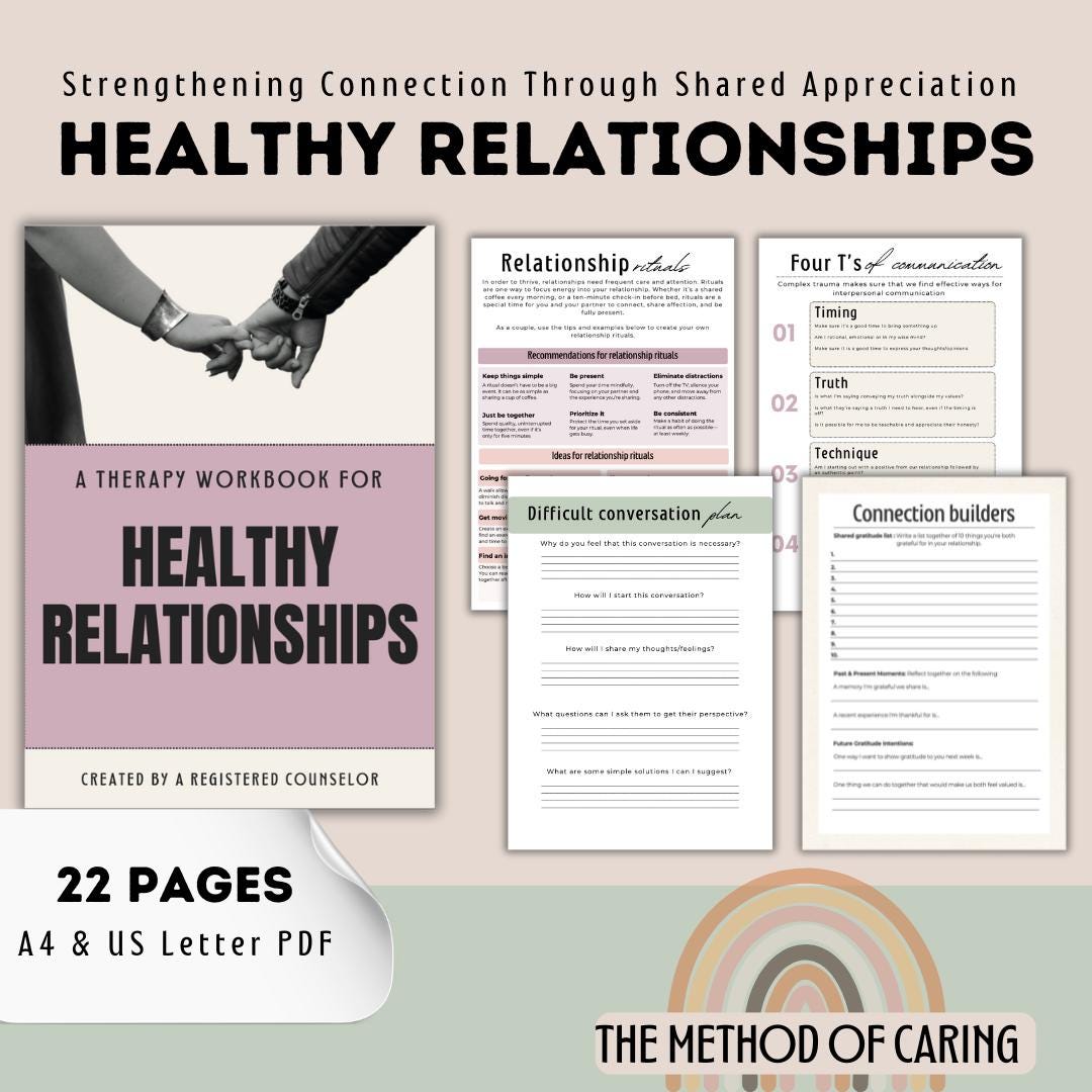 Healthy Relationship Workbook | Printable Therapy Worksheets for ...