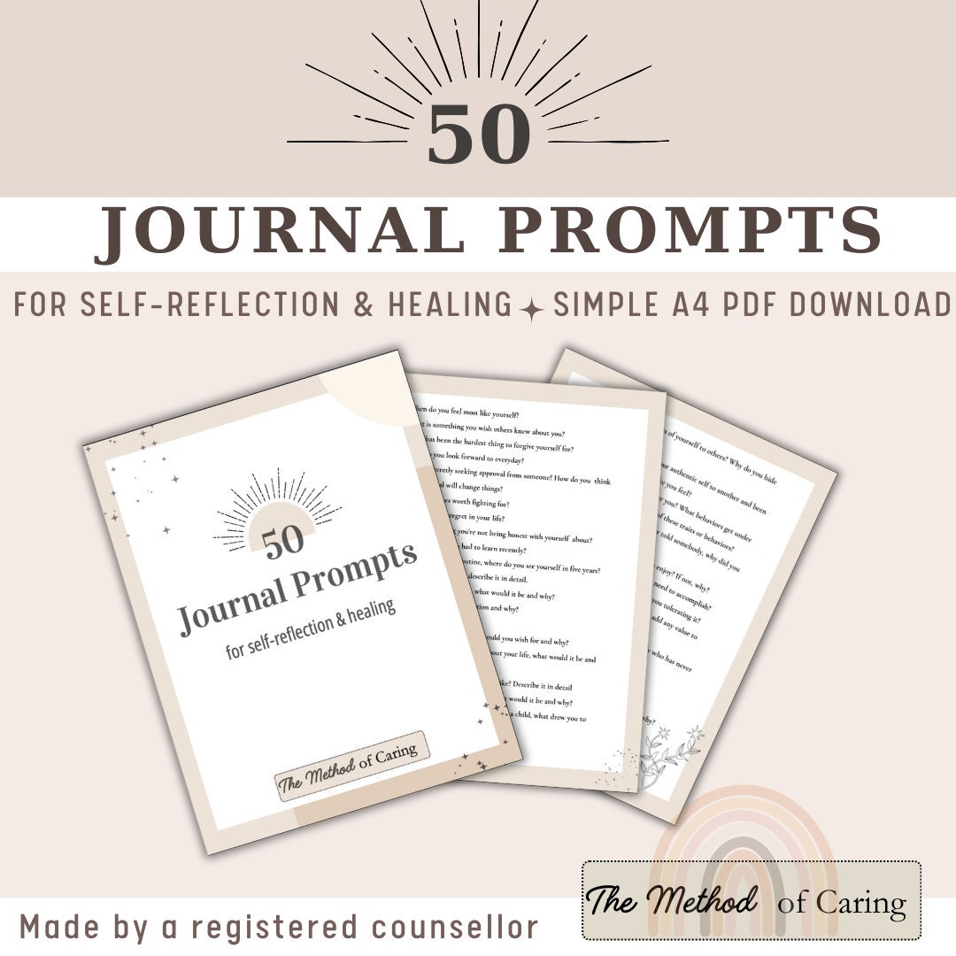 50 Journal Prompts for Beginners, Printable Journal Pages, Mental ...