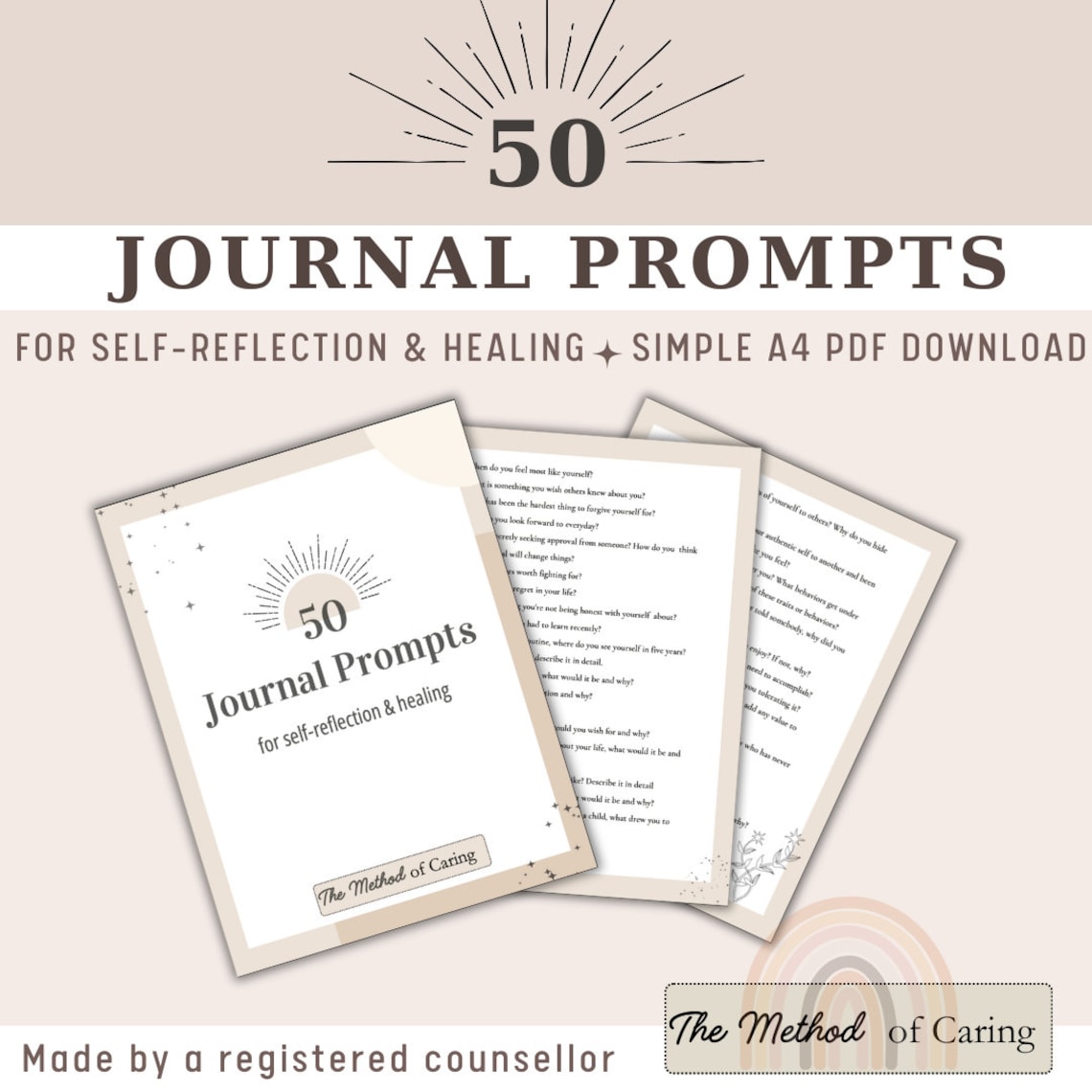 50 Journal Prompts for Beginners, Printable Journal Pages, Mental ...