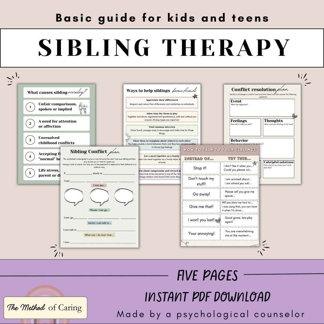 Sibling Therapy Guide, Family Therapy, Basic Guide, Conflict ...