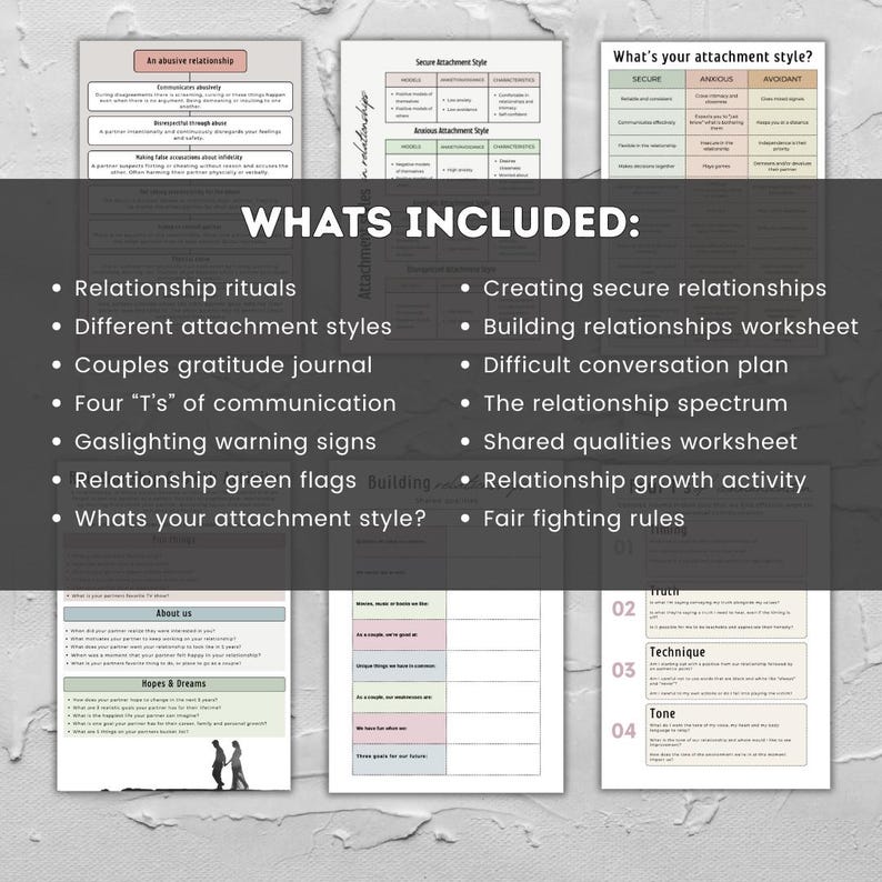 Healthy Relationship Workbook | Printable Therapy Worksheets for ...