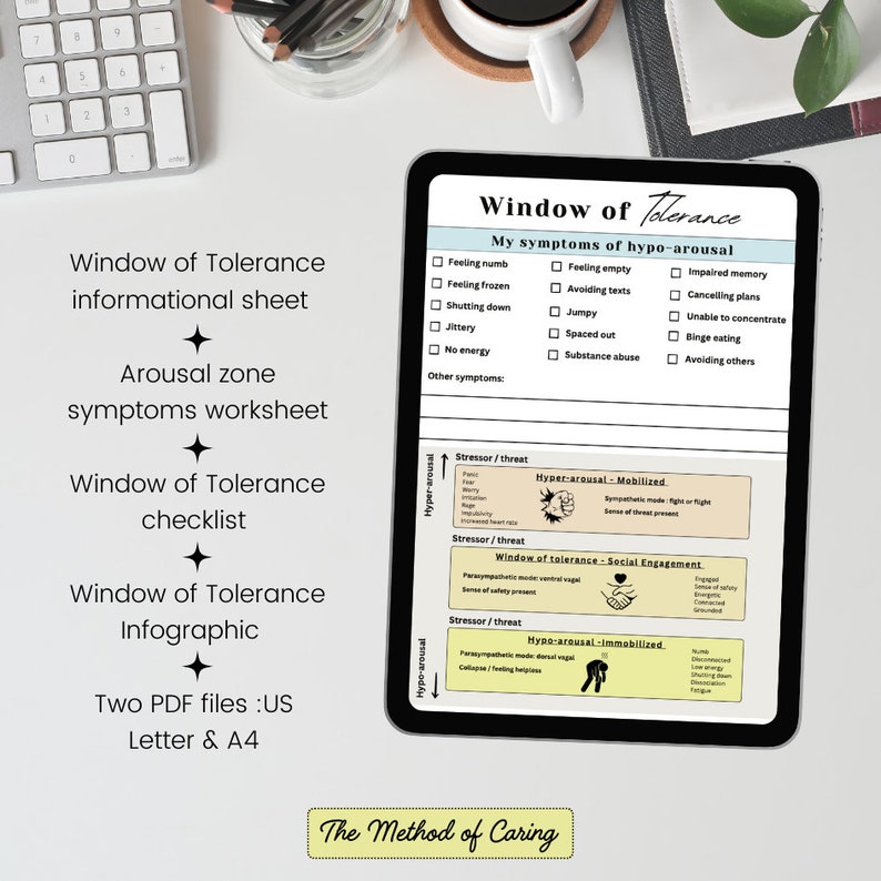 Window of Tolerance, Adult Worksheets, Trauma Therapy, Arousal States ...