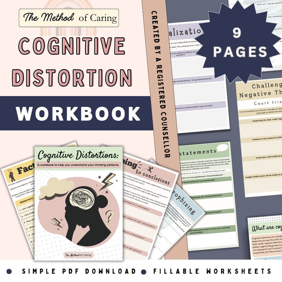 Cognitive Distortion Worksheets, Thinking Errors, Unhelpful Thinking ...