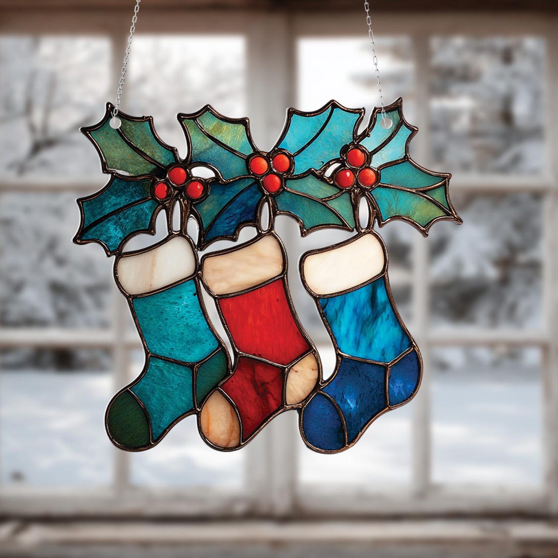 Acrylic Christmas Stocking Window Ornament: Festive Holiday Decor - Etsy