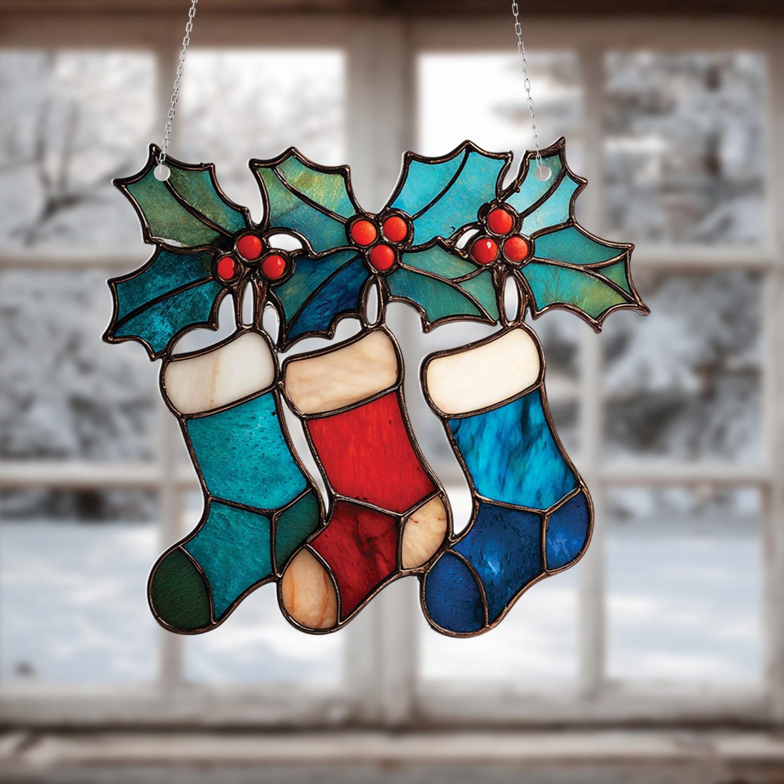 Acrylic Christmas Stocking Window Ornament: Festive Holiday Decor - Etsy
