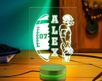 Football Player LED Gift, LED Night Light Room Decor, Personalized ...