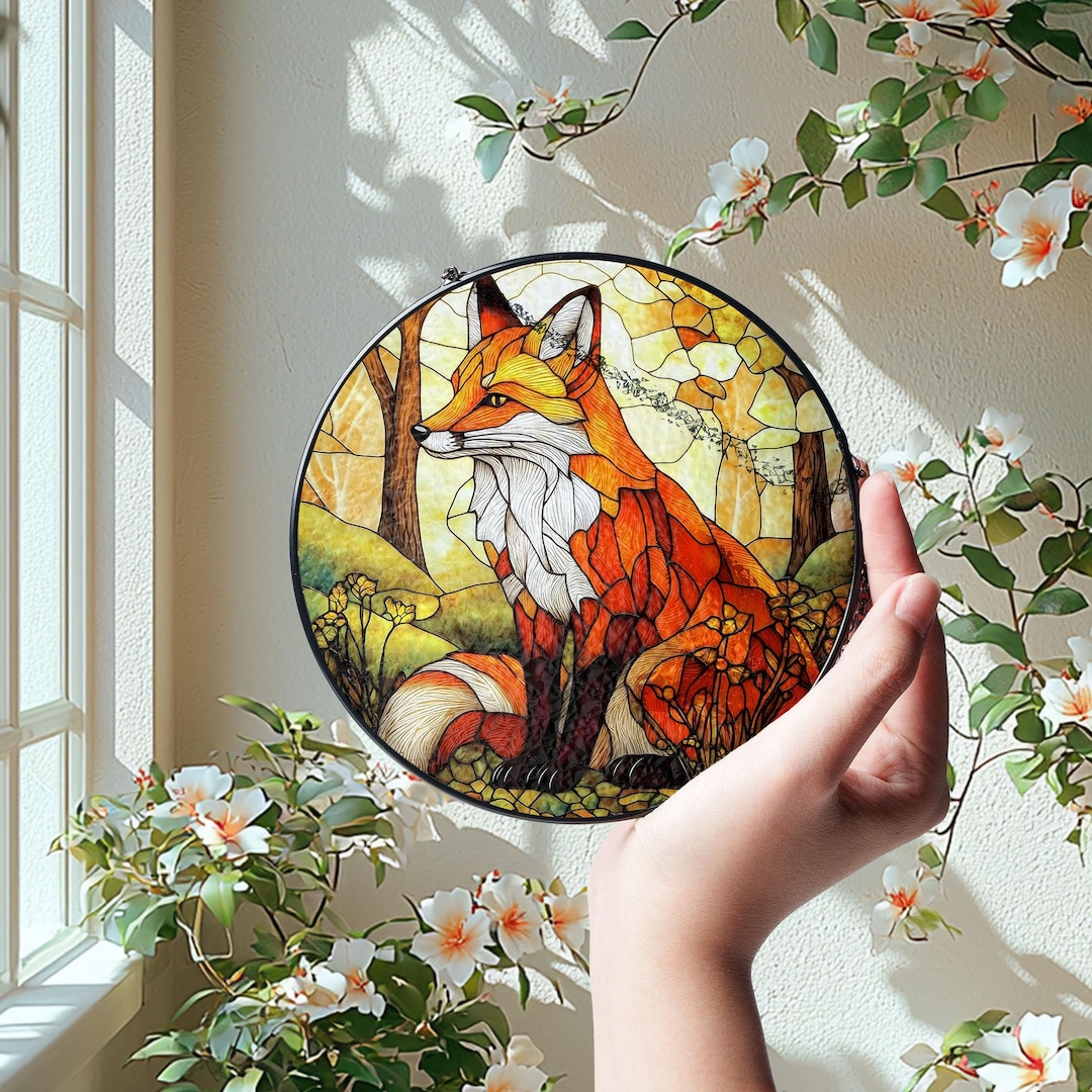 Fox Stained Glass Suncatcher, Fox Lovers Gift, Wild Animal Home ...