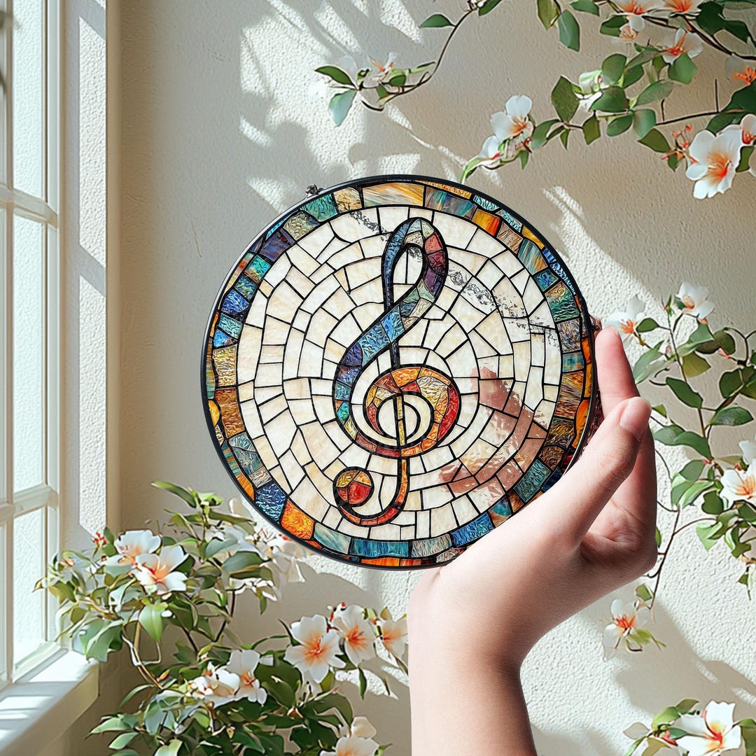 Musical Stained Glass Suncatcher: Music Decor Gift - Etsy