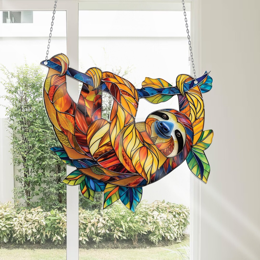 Sloth Acrylic Window Hanging, Sloth Window 2D, Wall Art Decoration ...