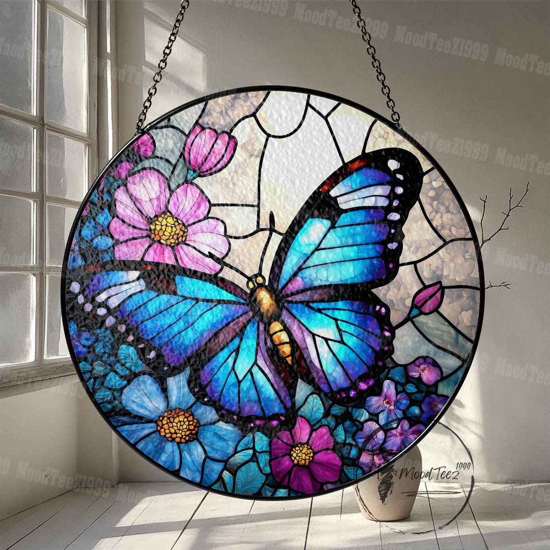 Butterfly Stained Glass Suncatcher: Window Hanging Decor - Etsy