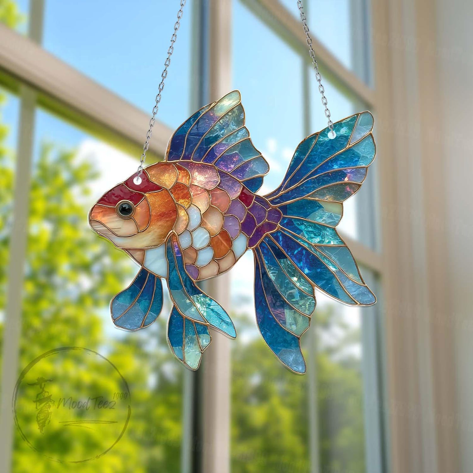 Faux Stained Glass Goldfish Window Hanging: Acrylic Fish Decor - Etsy