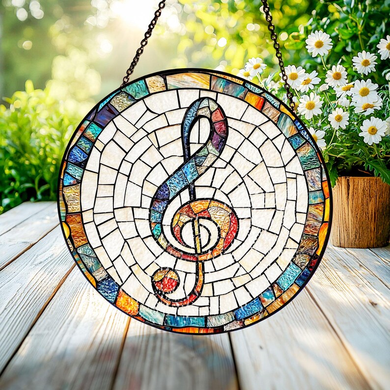 Musical Stained Glass Suncatcher: Music Decor Gift - Etsy