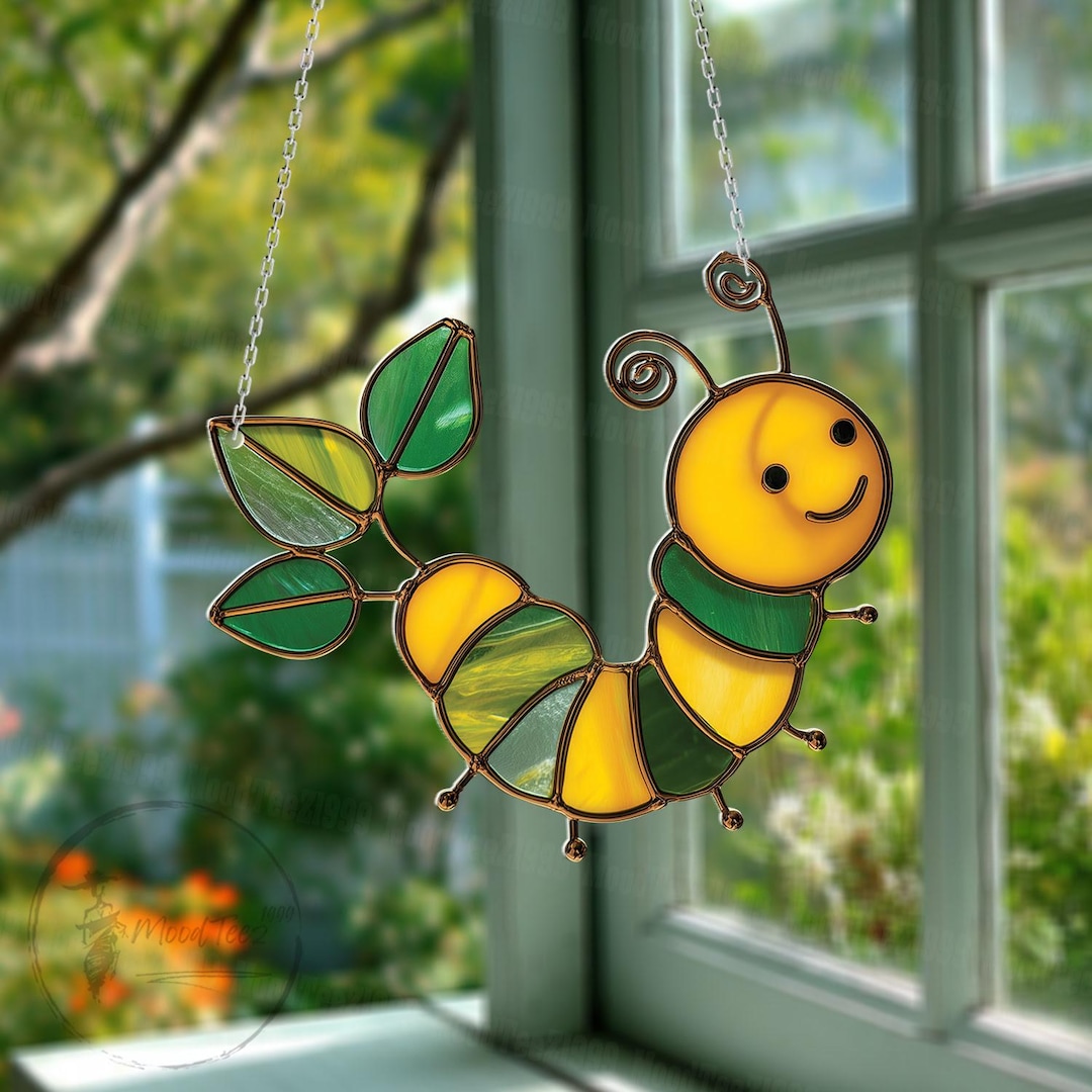 Cute Caterpillar Window Hanging, Whimsical Bug Decor for Kids Room ...