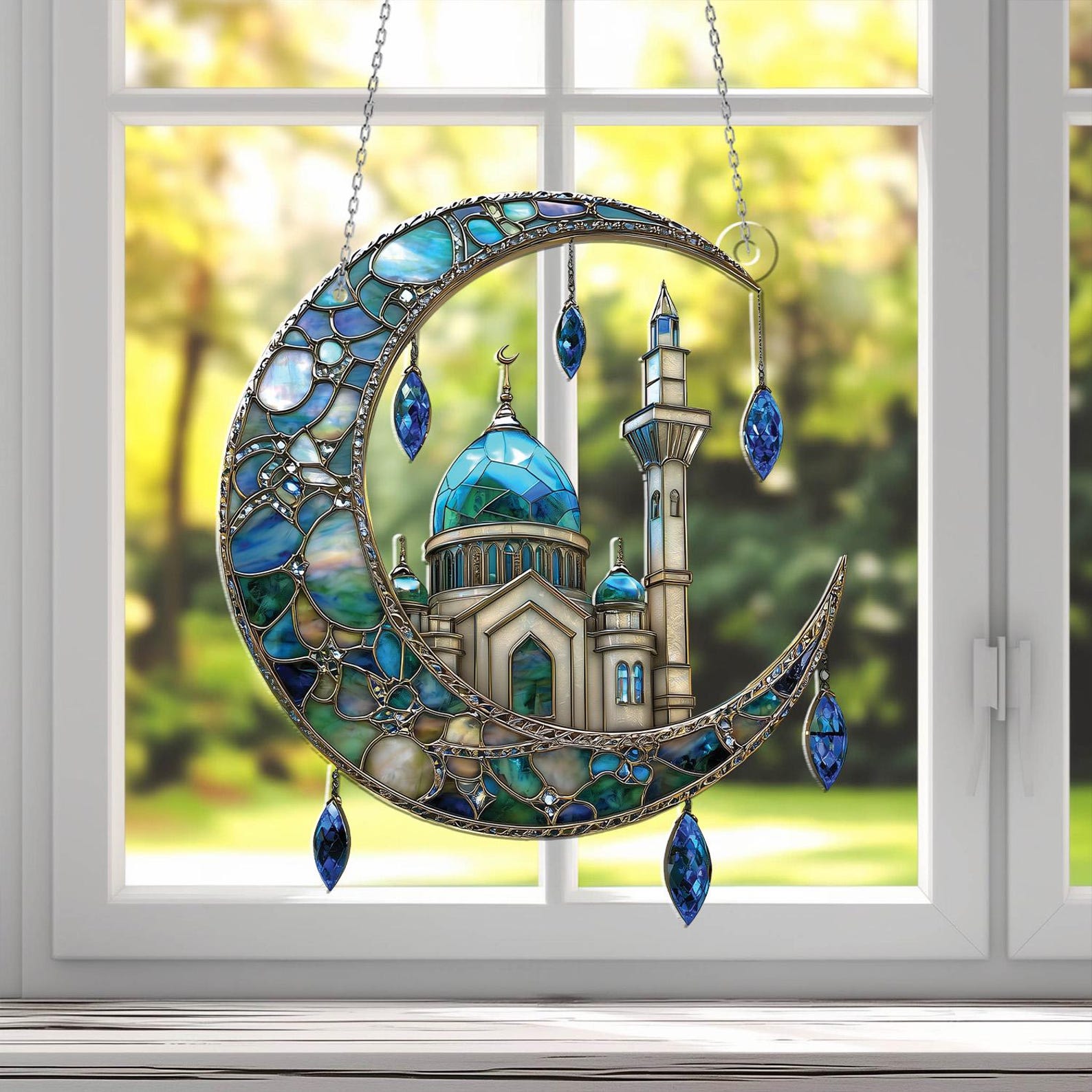 Ramadan Mubarak Crescent Moon Window Hanging: Islamic Home Decor - Etsy
