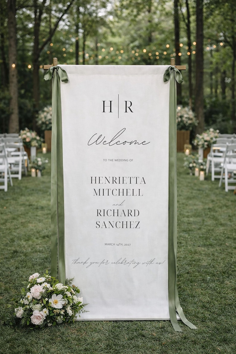 Custom Fabric Wedding Welcome Sign: Modern Polyester Ceremony Decor - Etsy