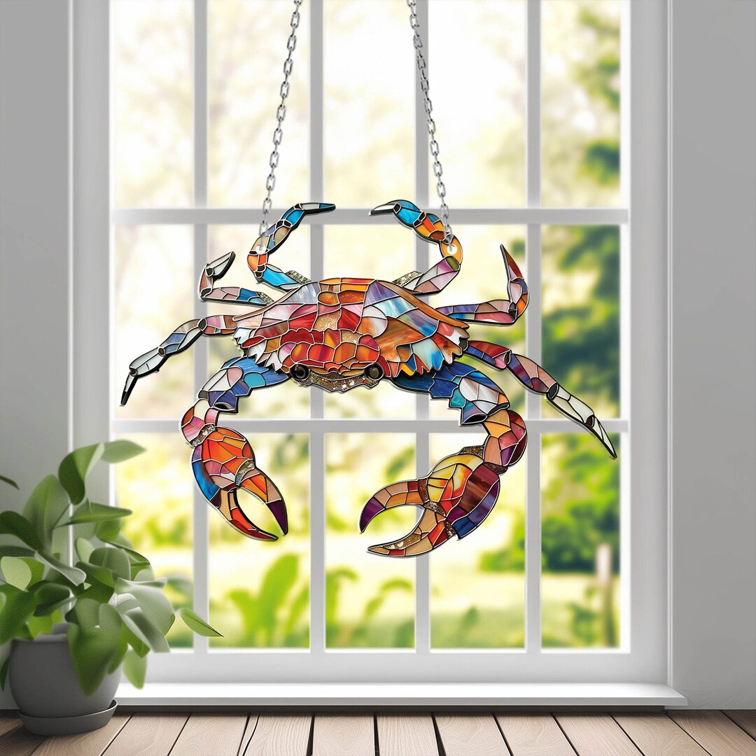 Crab Alaskan Acrylic Window Hanging, Crab Window Hanging, Gift for Crab ...