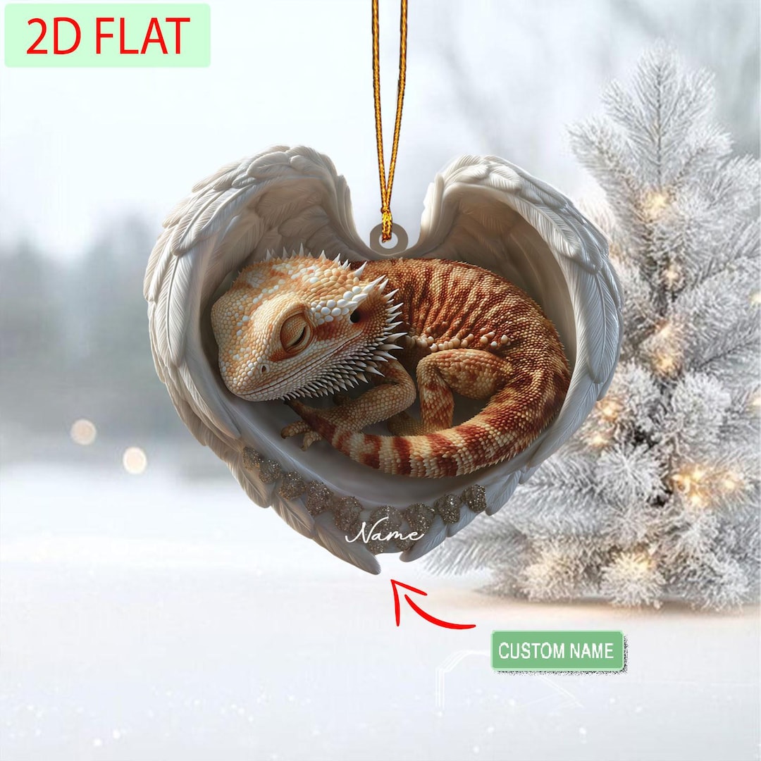 Custom Bearded Dragon Ornament – Personalized Name Angel Wings Pet ...