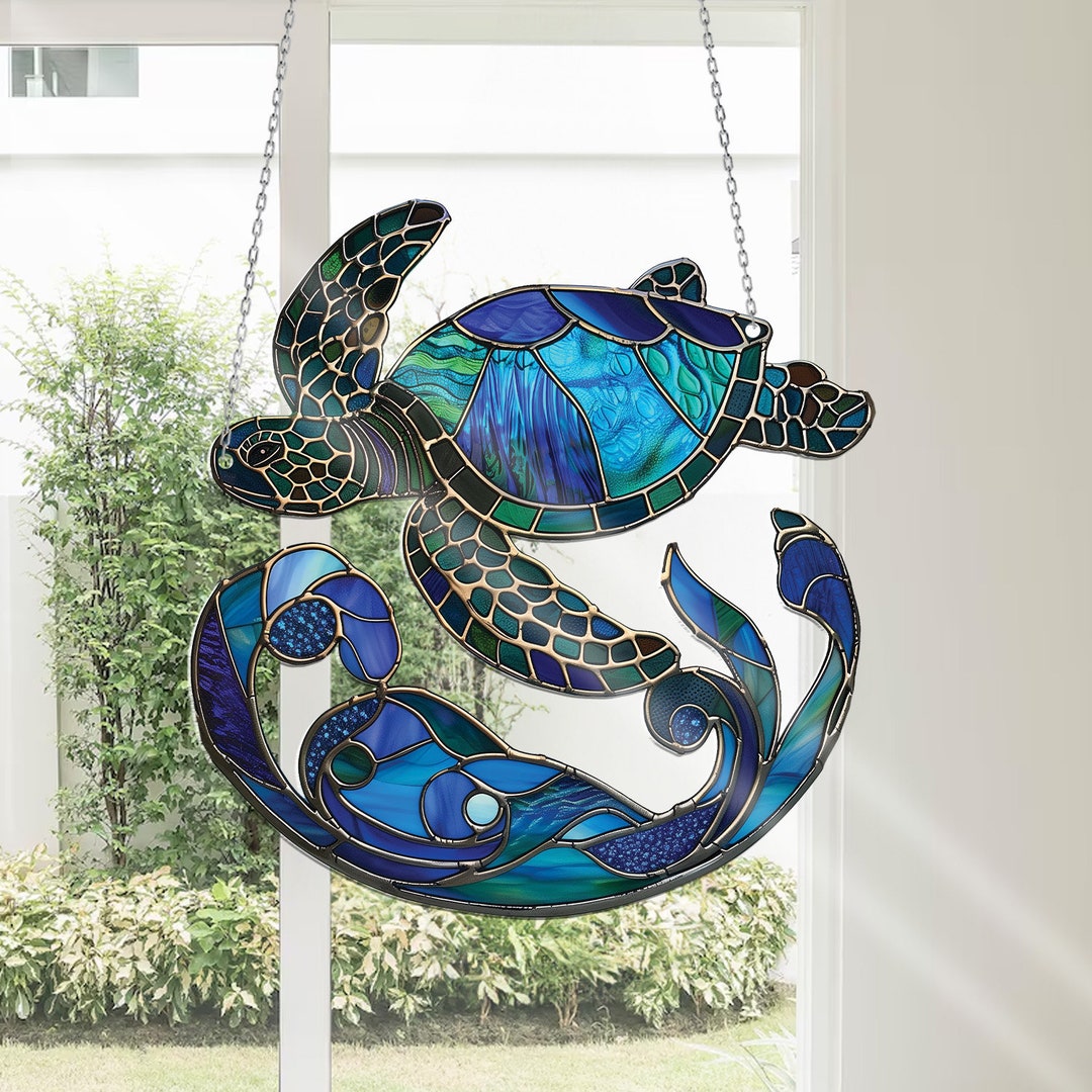 A Sea Turtle Acrylic Window Hanging, Acrylic Window Hanging, Gift for ...