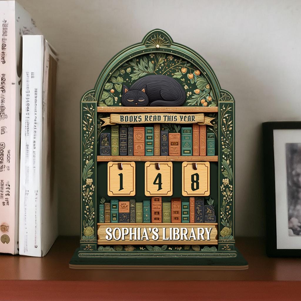 Vintage Book Tracker Sign, Wooden Library Decor, Books Read Counter ...