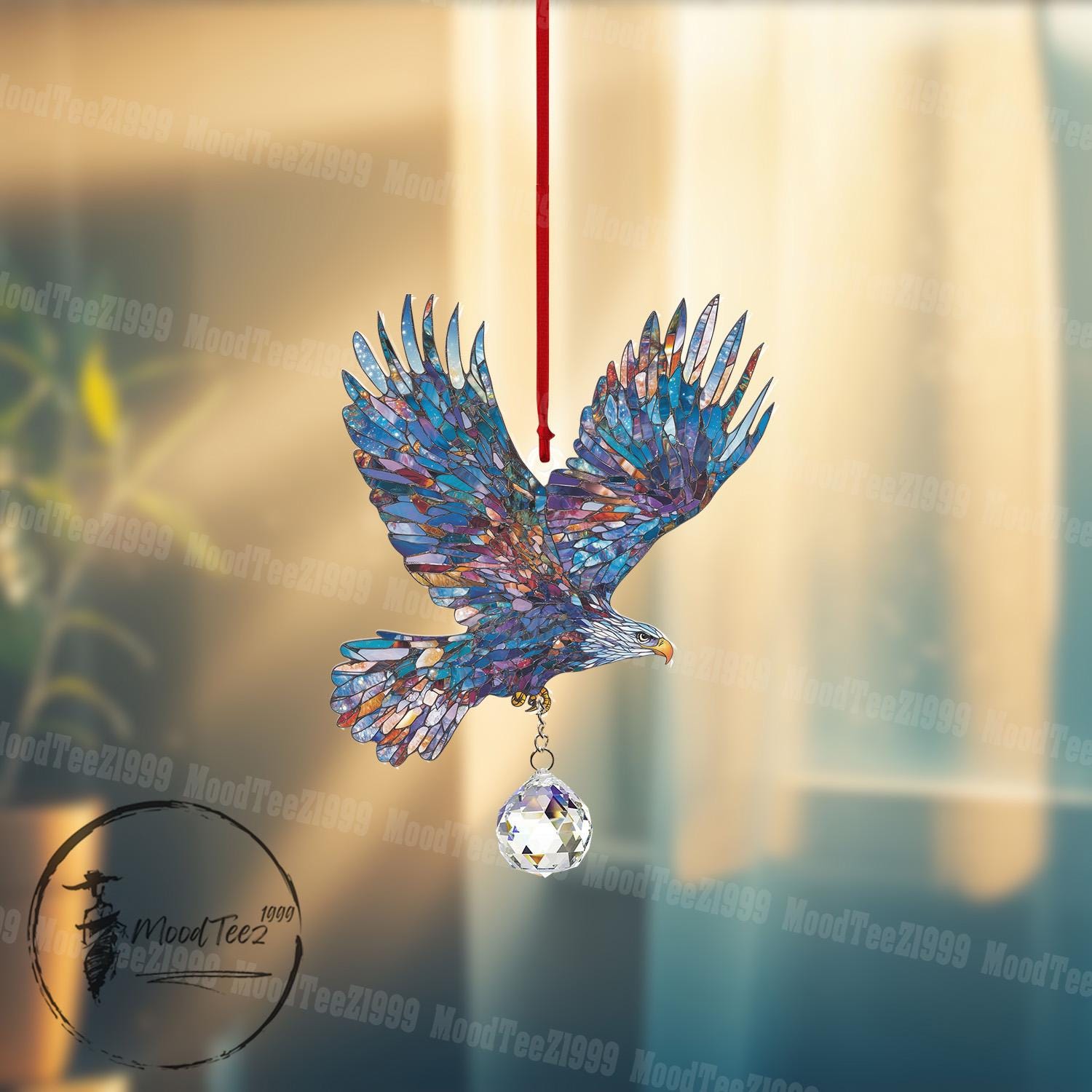 Eagle Window Hanging: Acrylic Ornament With Crystal Charm - Etsy