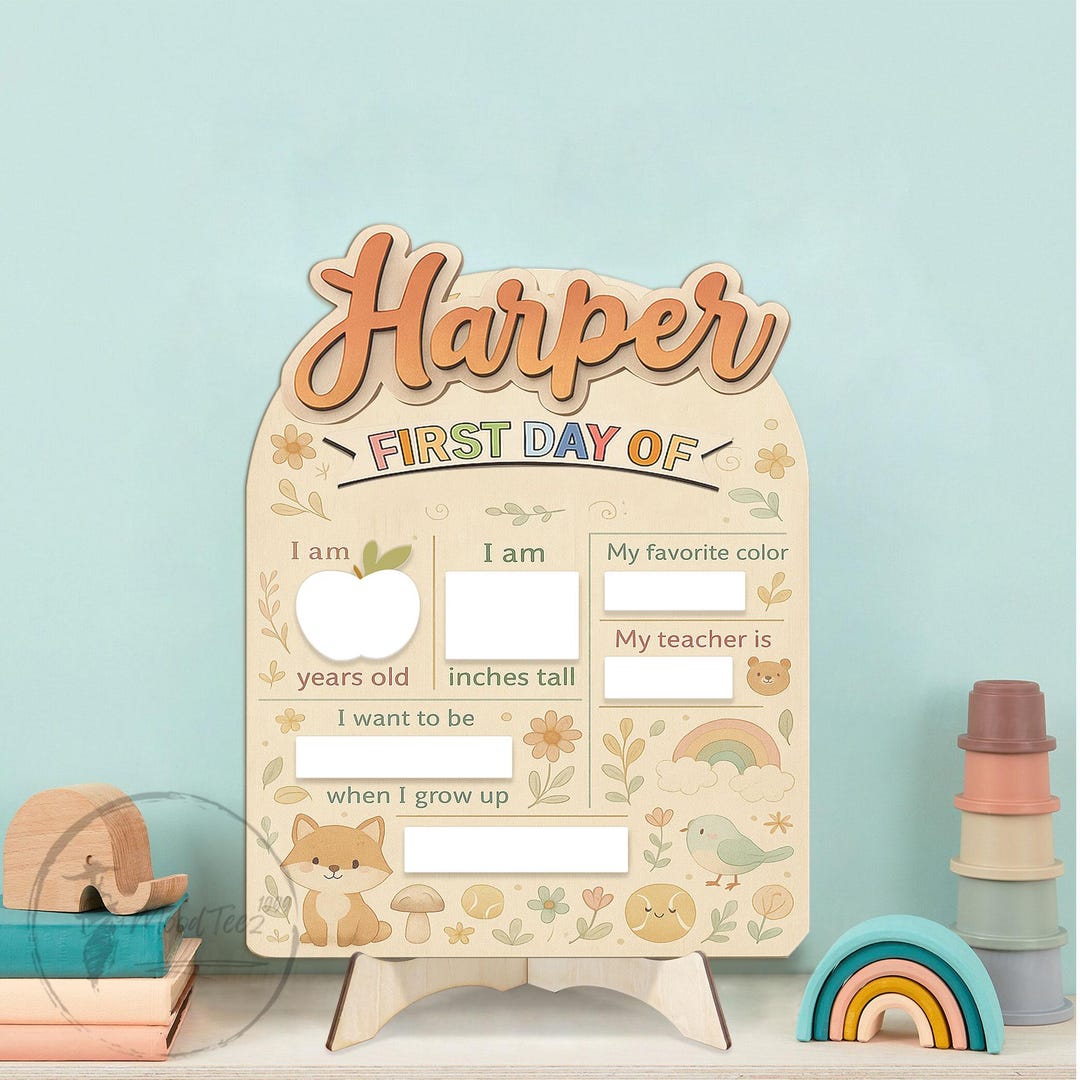 Personalized First Day School Sign, Back to School Sign, Kindergarten ...