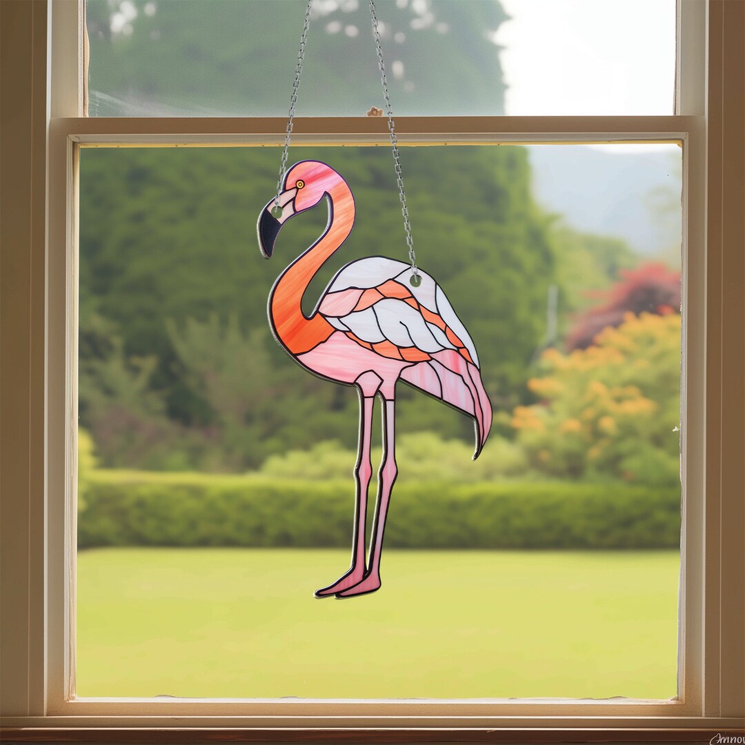 Pink Flamingo Acrylic Window Hanging: Artistic Home Decor - Etsy