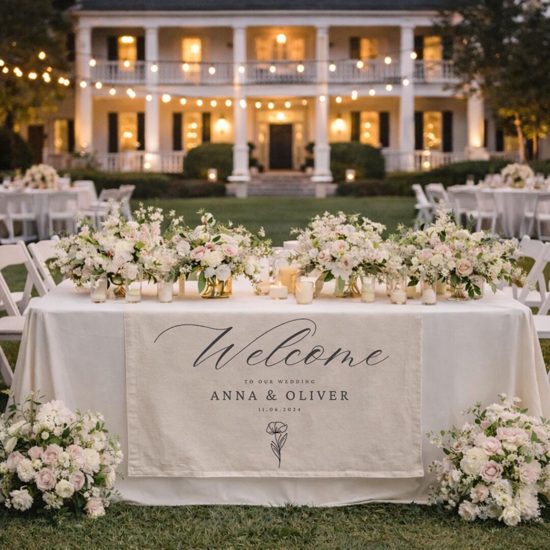 Personalized Wedding Table Runner | Custom Last Name Sign - Etsy
