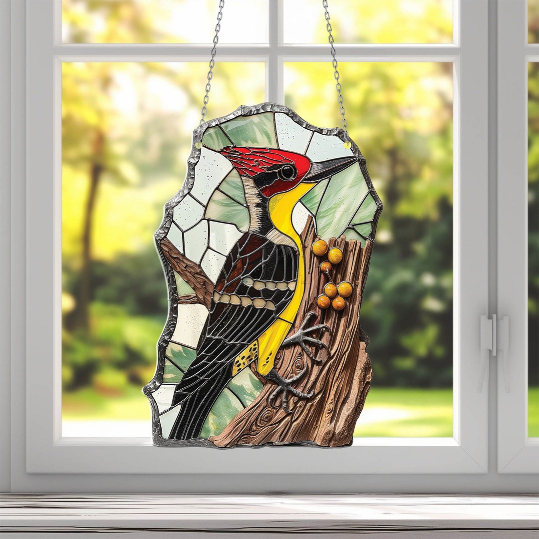 Pileated Woodpecker Bird 2d,woodpecker Acrylic Window Hanging ...