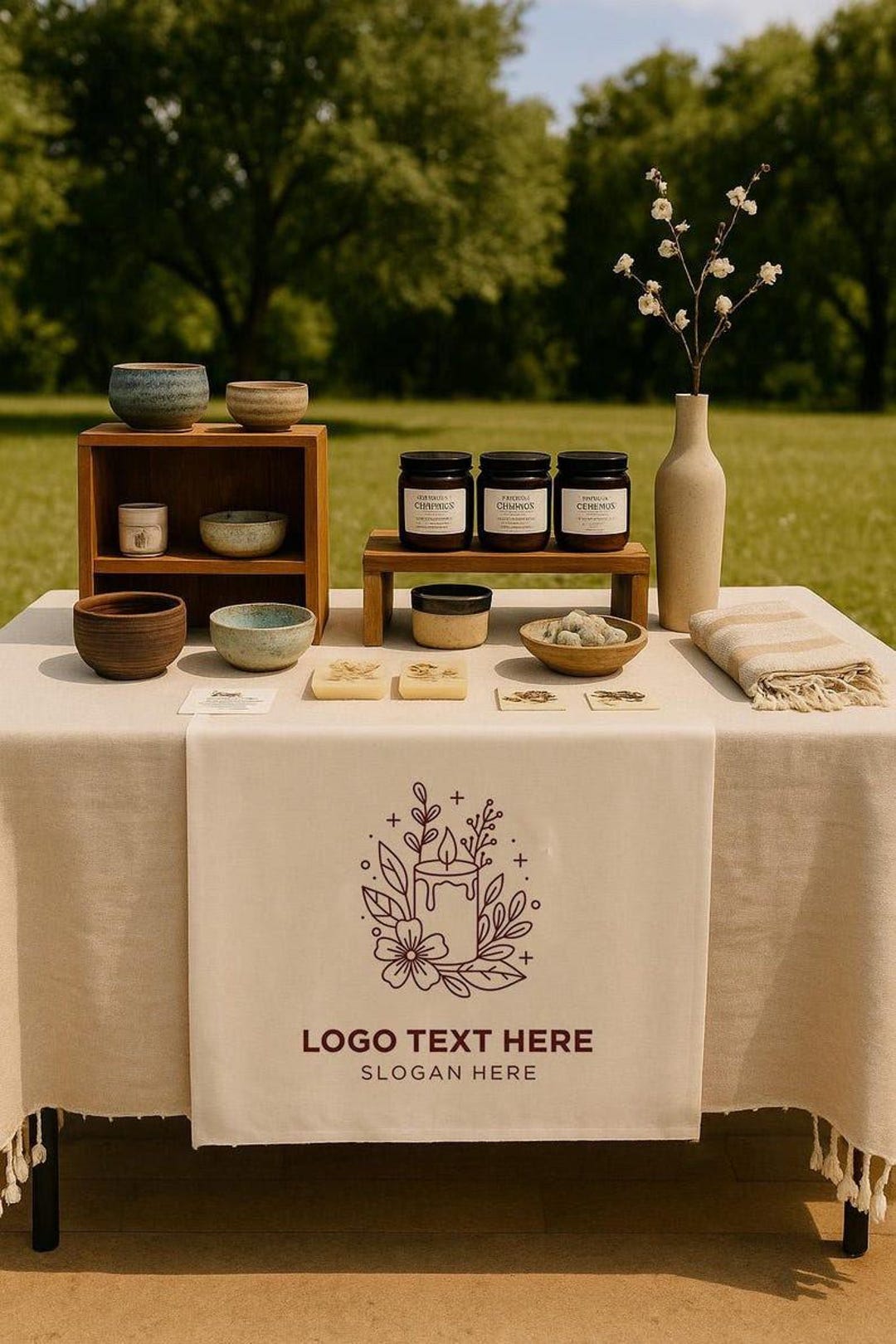Custom Linen Table Runner With Logo, Personalized Business Branding ...