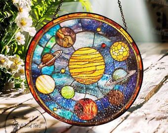 Solar System Stained Glass Suncatcher - Etsy