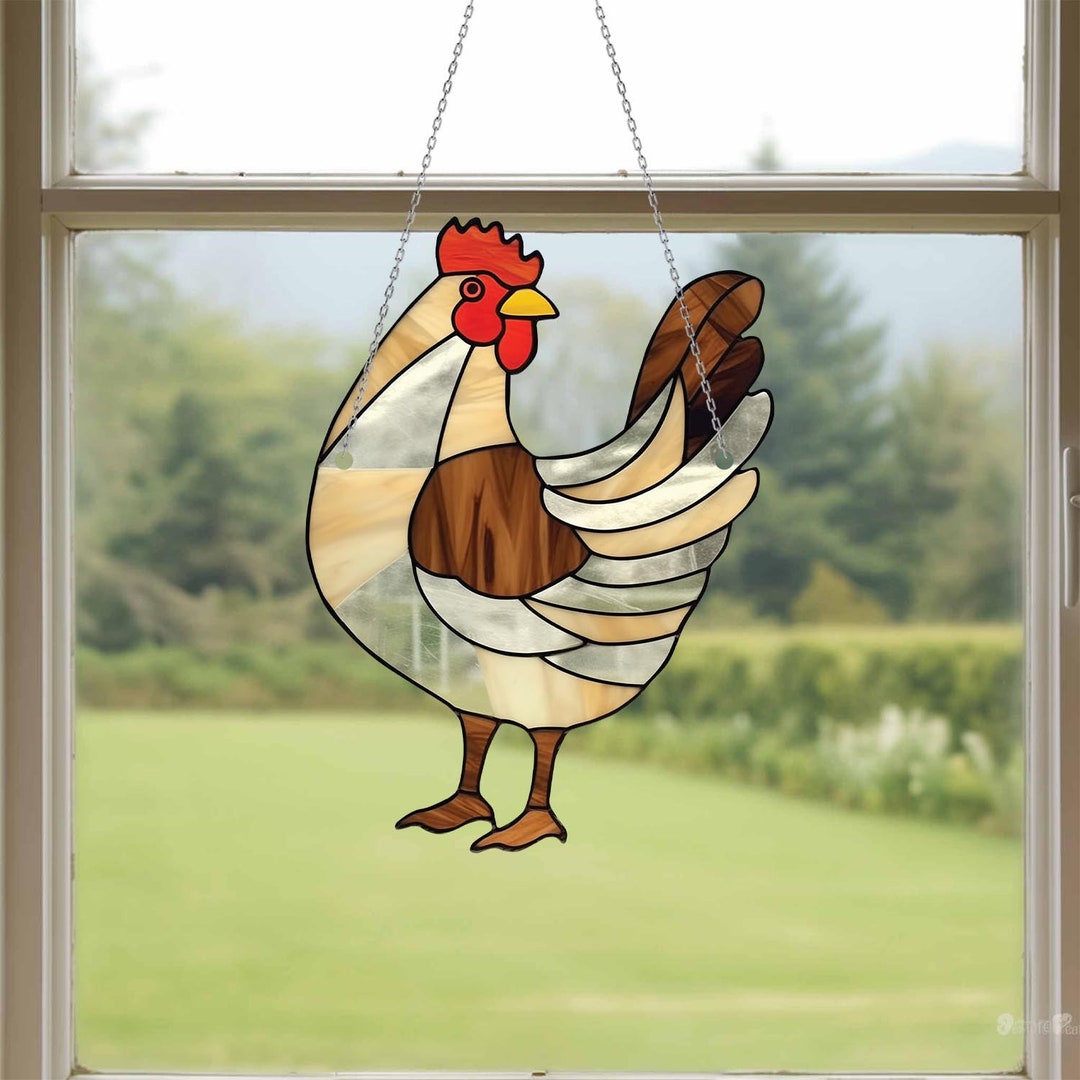 Acrylic Rooster Window Hanging, Gift for Chicken Lover, Bird Decor ...