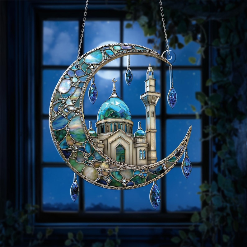Ramadan Mubarak Crescent Moon Window Hanging: Islamic Home Decor - Etsy