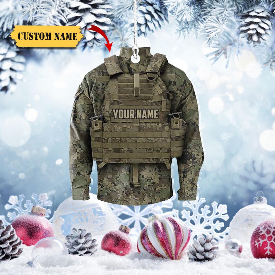 Personalized Army Military Uniform Acrylic Ornament Flat 2D, Name ...