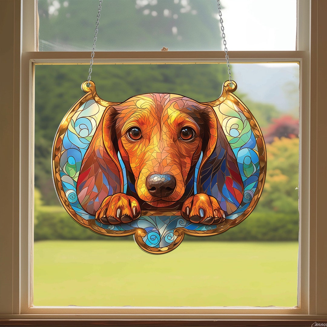 Dachshund Dog Acrylic Window Hanging Decor, Dog Window Hangings, Wall ...