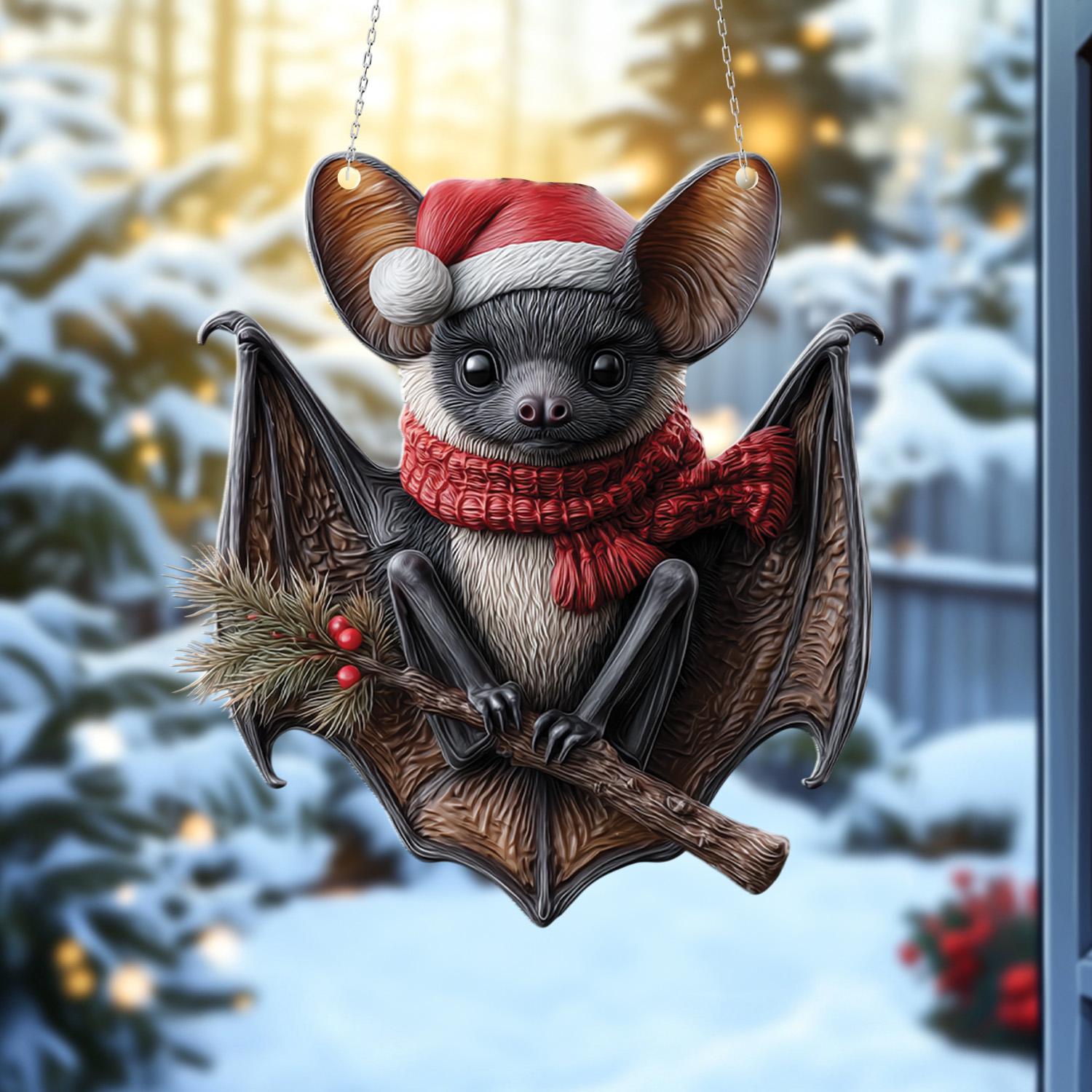 Christmas Bat Acrylic Ornament: Gothic Holiday Window Decor - Etsy