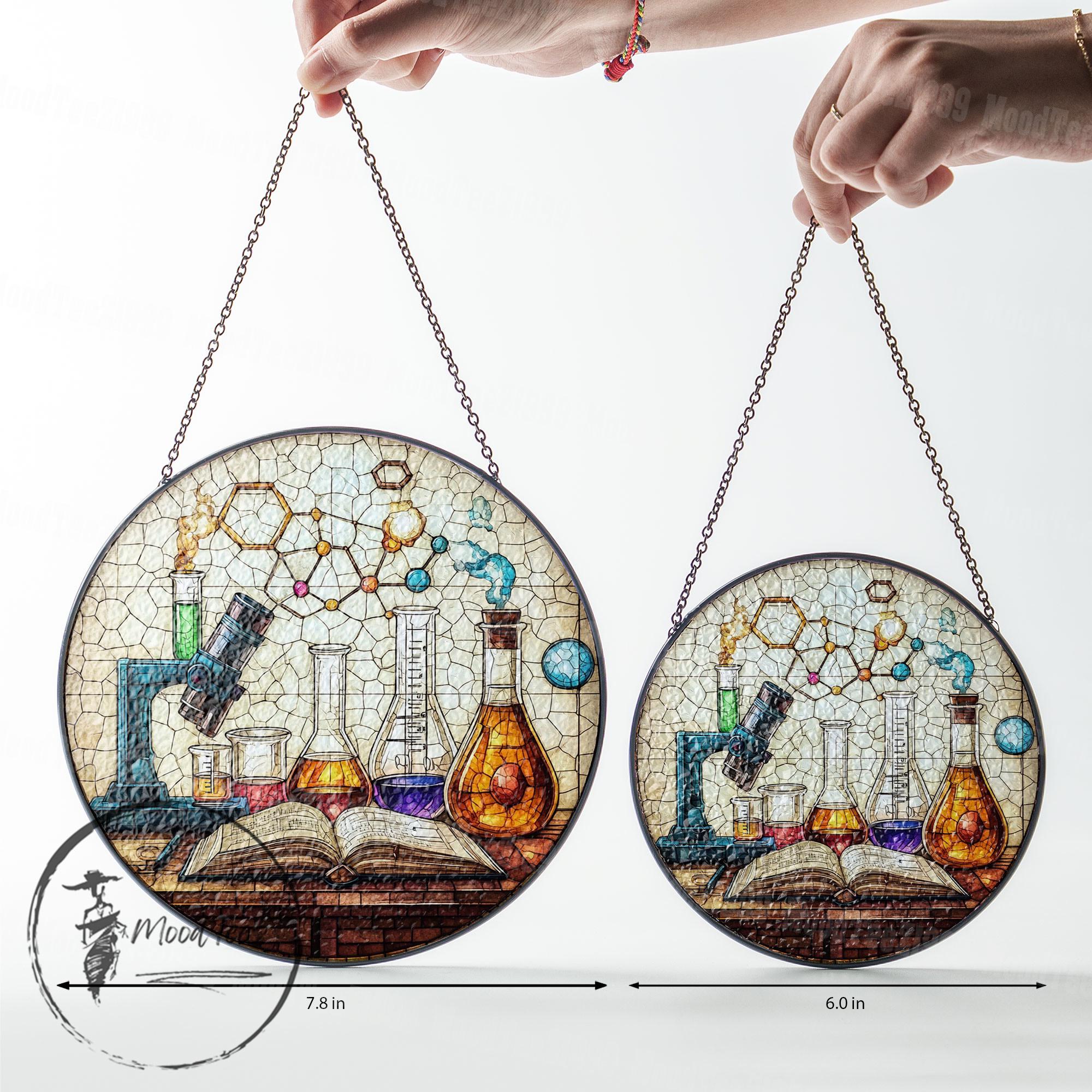 Stained Glass Science Lab Suncatcher: Chemistry Microscope Art - Etsy