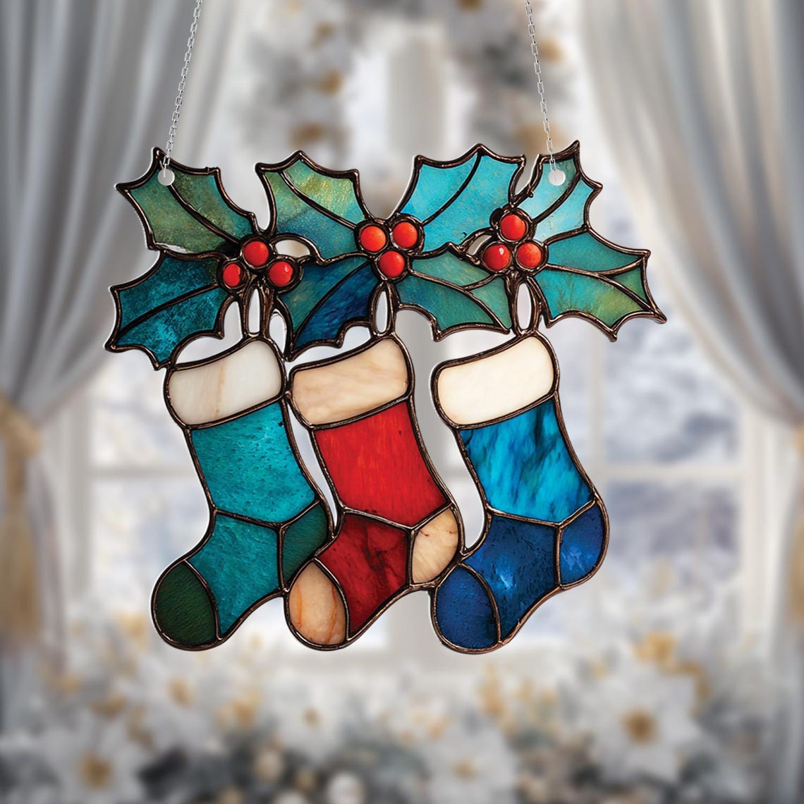 Acrylic Christmas Stocking Window Ornament: Festive Holiday Decor - Etsy